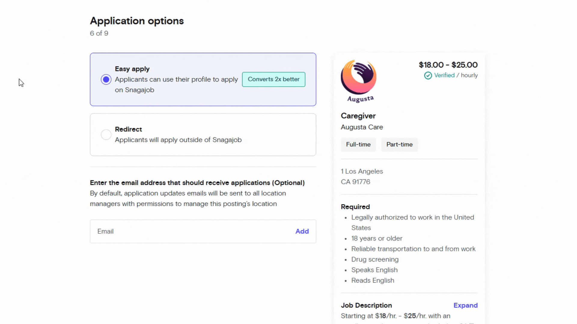 Snagajob - How to place your Augusta URL as the apply method – Augusta