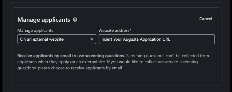 LinkedIn: How to place your Augusta URL as the apply method – Augusta
